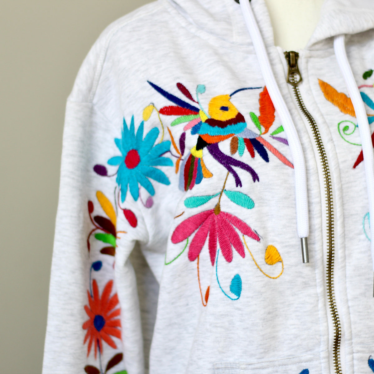 Otomi Embroidered Hooded Jacket | Handmade Mexican Sweatshirt – Mi ...